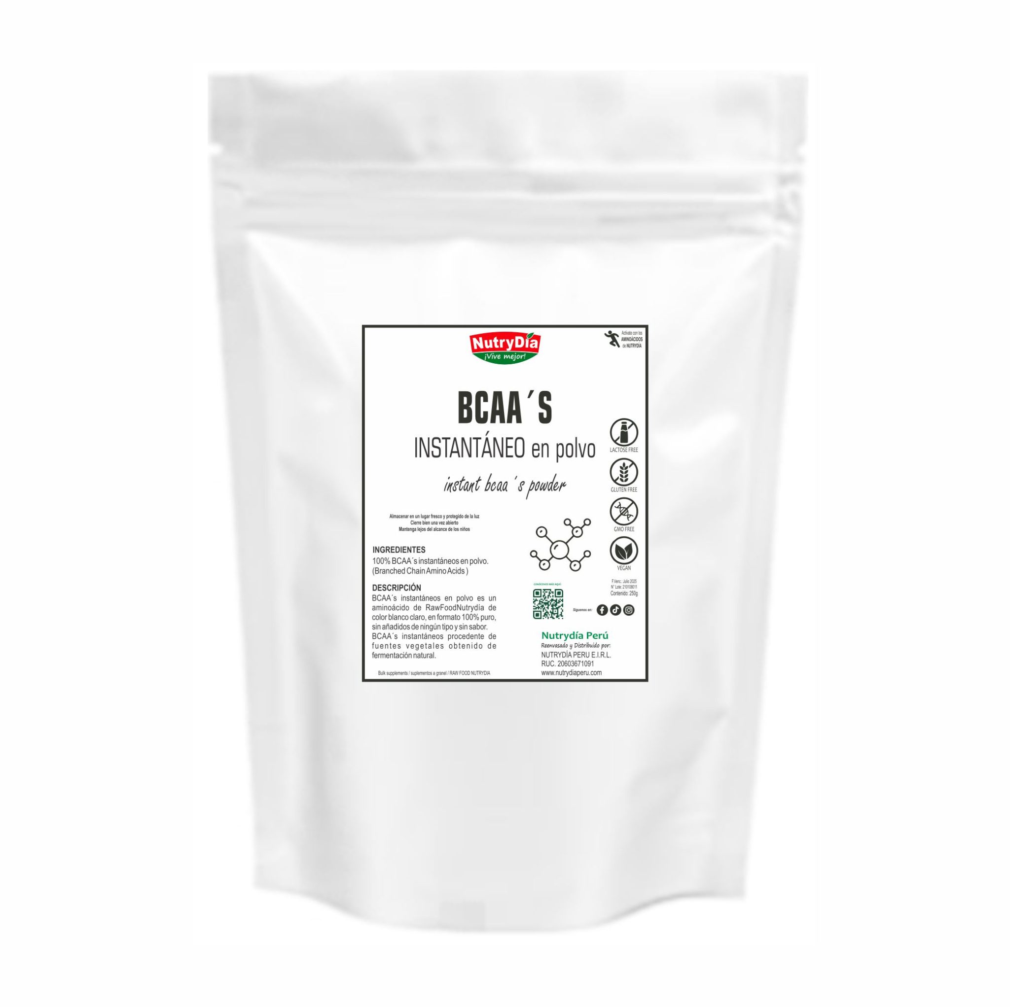 BCAA instantáneo en polvo x 250g – Nutrydía Perú